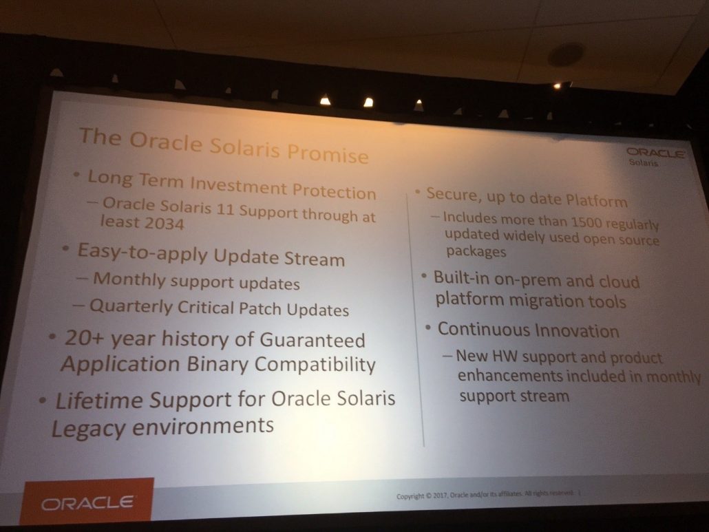 Oracle Solaris/SPARC auf der Oracle Open World 2017 - DBConcepts